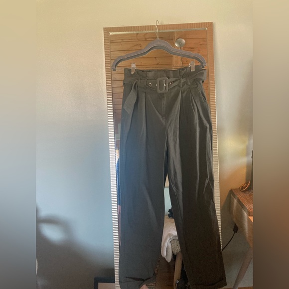 Forever 21 | Pants & Jumpsuits | Green Belted Straight Leg Trouser ...